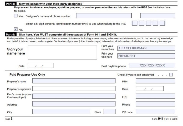 How do I fill out form 941 if I have no employees 2023 Q3 – Nina's Soap