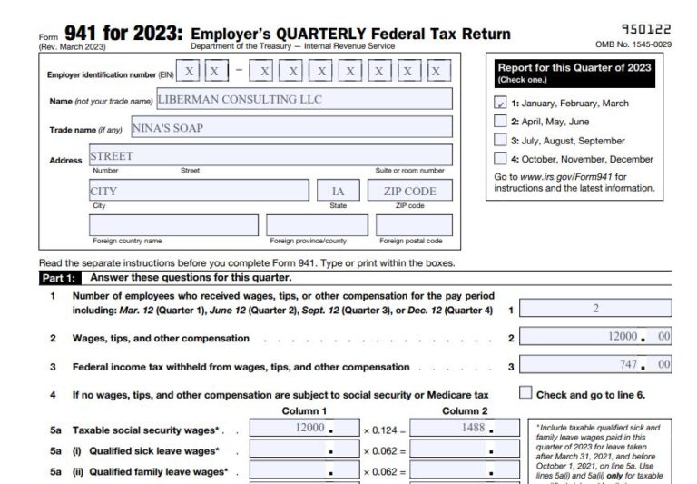 How to Fill out Form 941 for 2023 Q1 – Nina's Soap